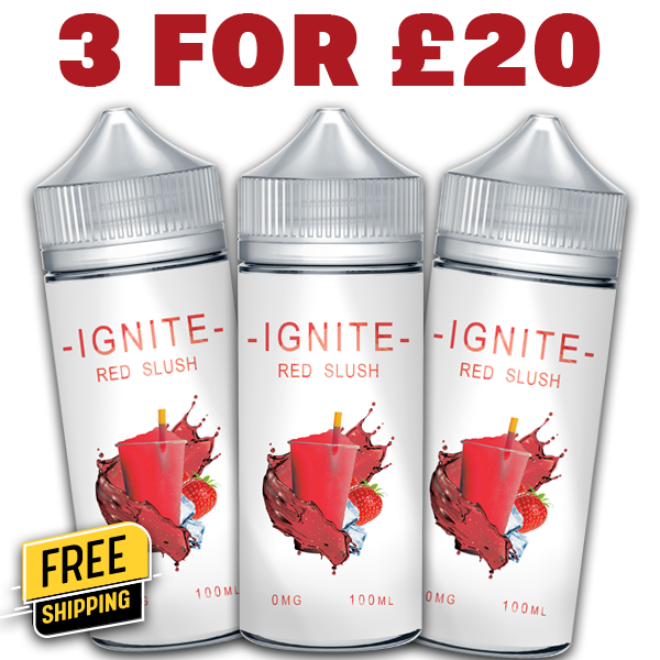 Ignite Red Slush 3x 100ml E Liquid Shortfill - £20.00 - Vape Bargains UK