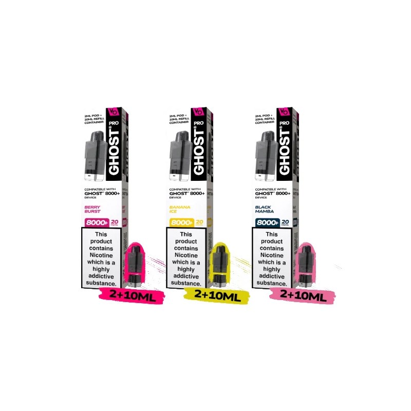 Vapes Bars Ghost Pro 8000+ Prefilled Pod 2 Pack - £5.29 - Vape Bargains UK